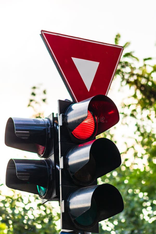 Traffic Light with Red Light. Traffic Light Signal Semaphore Located in ...