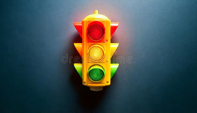 A Traffic Light with Red, Yellow, and Green Lights is Displayed Against ...