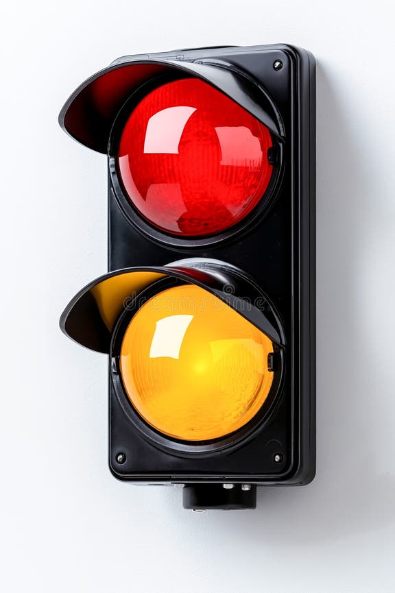 A Traffic Light with a Red and Yellow Light on it Stock Image - Image ...