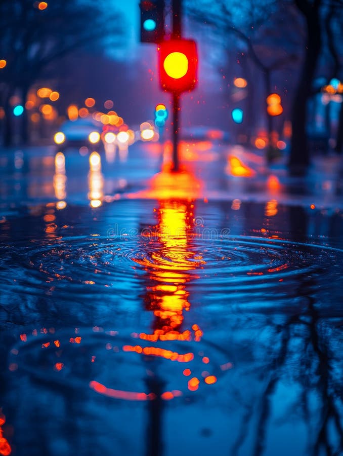 1,257 Reflection Traffic Light Puddle Stock Photos - Free & Royalty ...