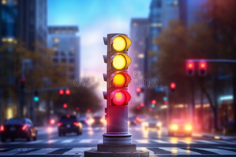 Traffic Light on the Road in the City. 3d Rendering Stock Illustration ...