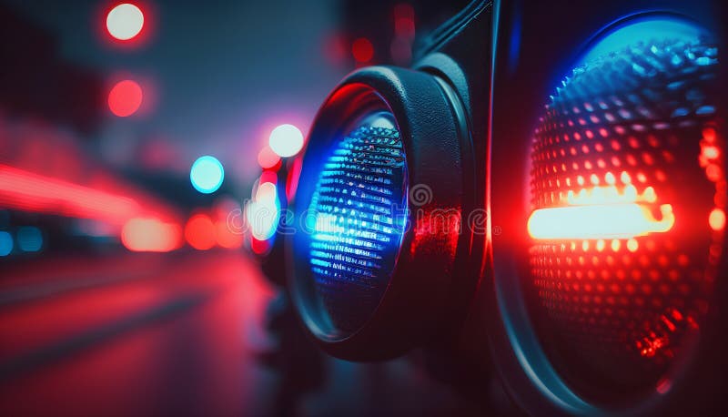 Traffic Light on the Road at Night. Blurred Background Stock ...
