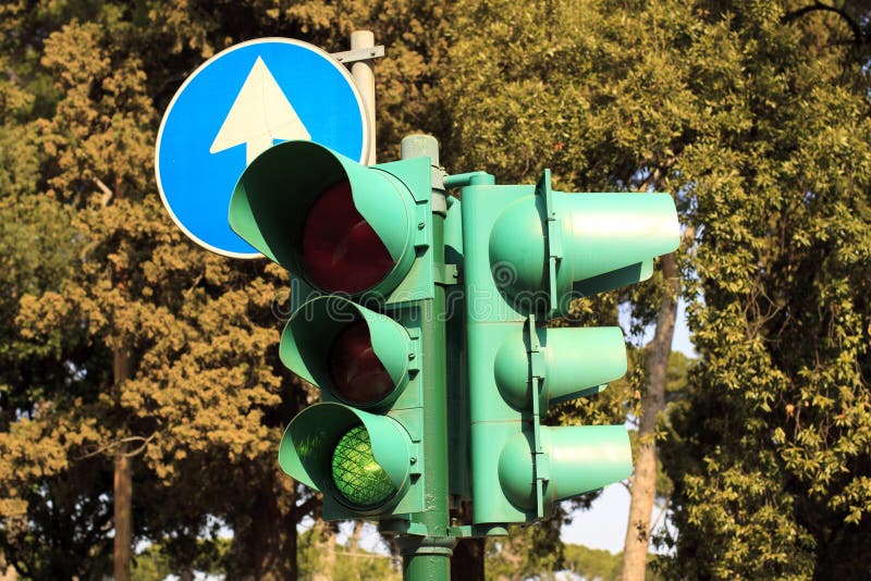 Traffic light stock image. Image of street, light, tree - 51450207