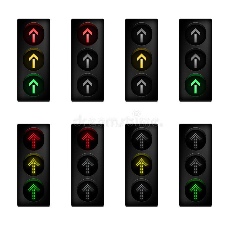 Traffic Light Set with Arrow Stock Vector - Illustration of yellow ...