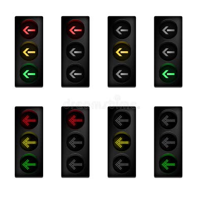 Traffic Light Set with Left Turn Arrow Stock Vector - Illustration of ...