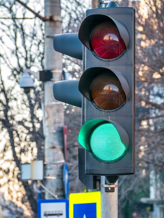 Traffic Light Showing the Color Green Stock Photo - Image of outdoor ...