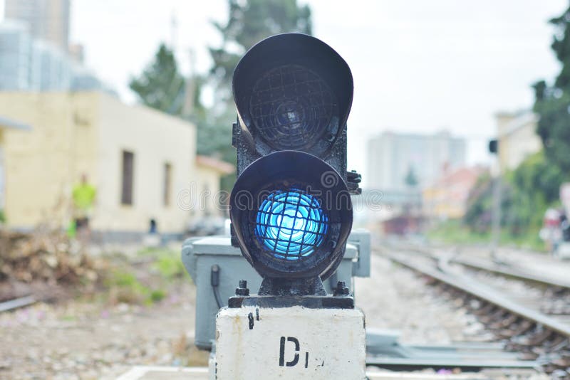Traffic Light Shows Blue Signal Stock Photo - Image of line, blue: 69014822