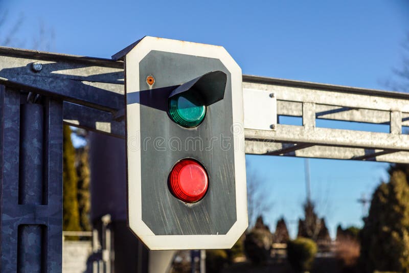 Traffic Light Shows Green Signal on Railway. Stock Photo - Image of ...
