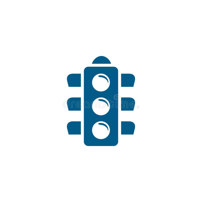 Traffic Light Signal Blue Icon on White Background. Blue Flat Style ...