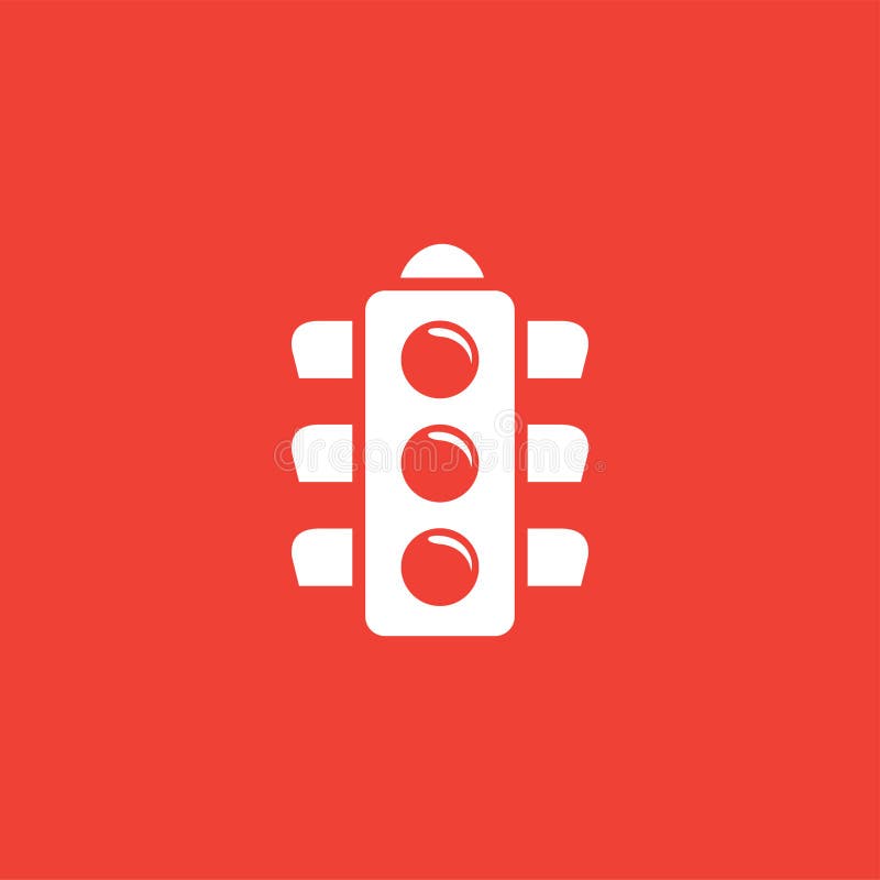 Traffic Light Signal Red Icon on White Background. Red Flat Style ...