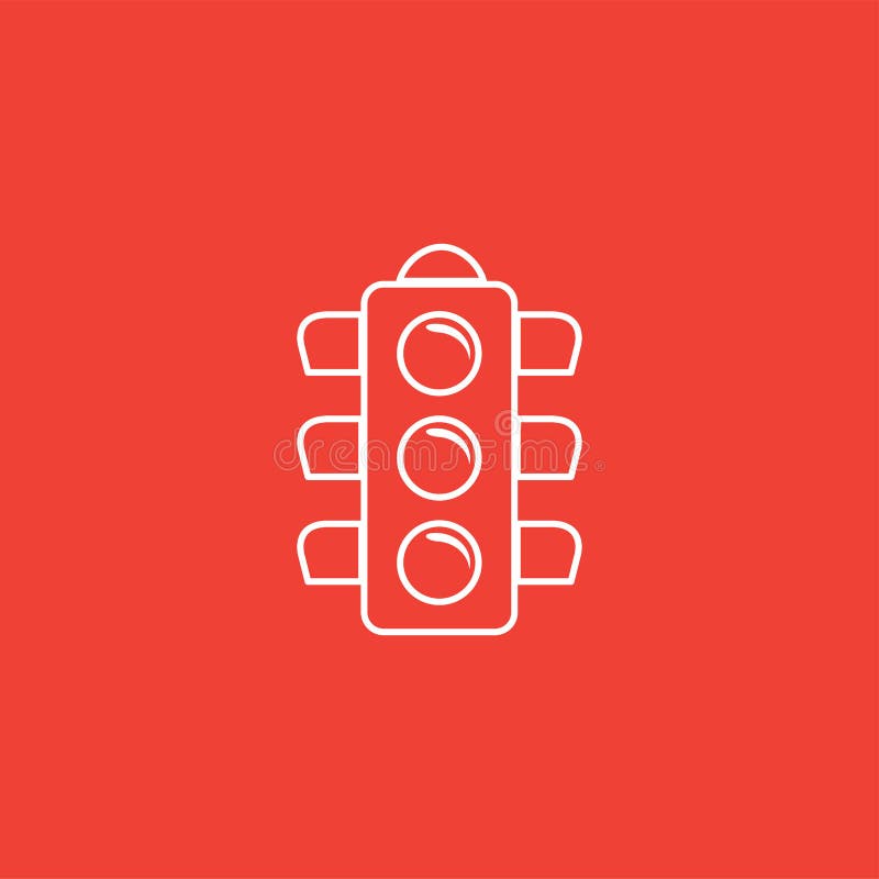 Traffic Light Signal Red Icon on White Background. Red Flat Style ...