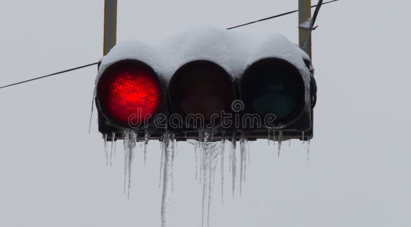 Traffic light in the snow stock image. Image of sign - 64813479