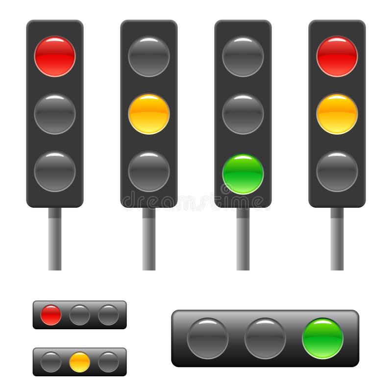 Traffic Light & Status Bar Stock Vector - Illustration of lamps, auto ...
