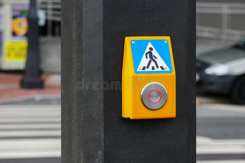 Traffic Light Switch Button at a Pedestrian Crossing. Stock Image ...