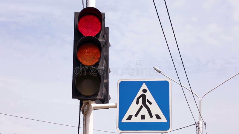 Traffic Light Switches from Red To Green V2 Stock Footage - Video of ...