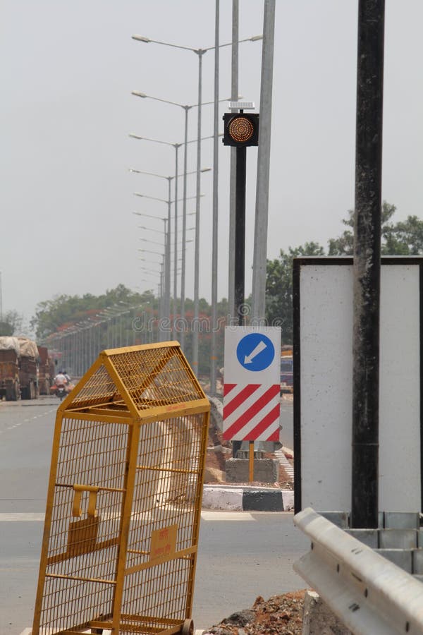 Traffic Police Stop Gate & Traffic Signal in Back Stock Image - Image ...