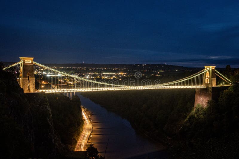 Traffic Light Trails Under the Clifton Suspension Bridge in Avon at ...