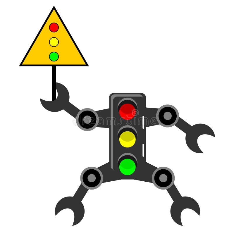 Traffic Light Triangular Sign Stock Vector - Illustration of mascot ...