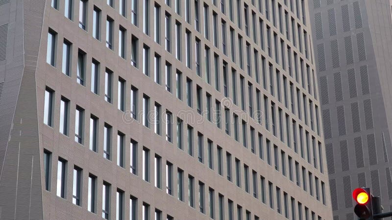 Modern Building Facade with Traffic Light Changing Stock Footage ...