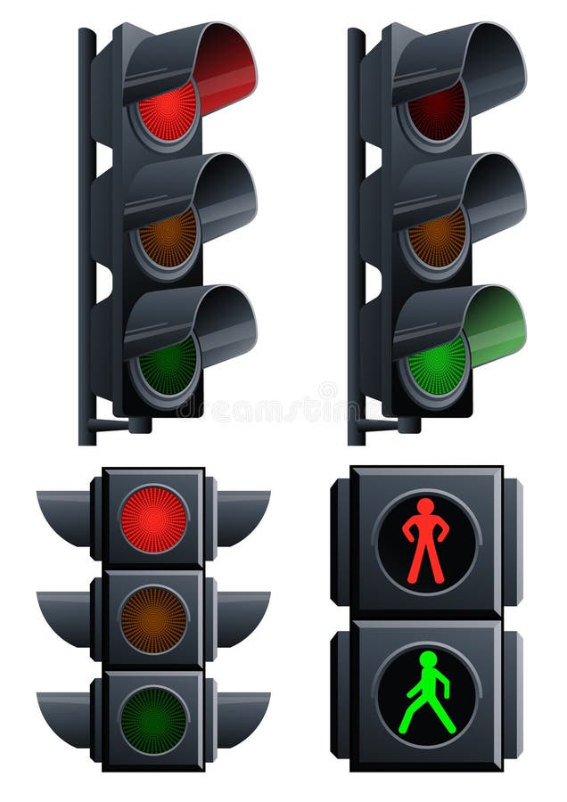 3d White Traffic Light with a Red Light Stock Illustration ...