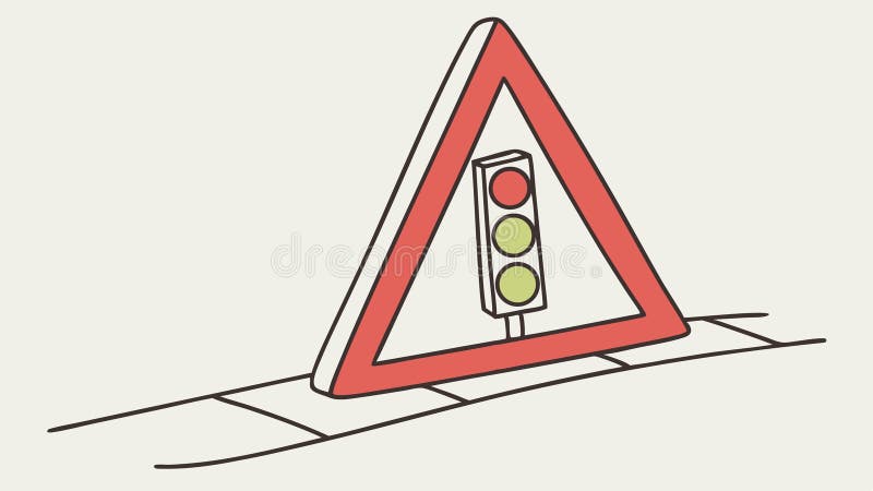 Traffic Lights Ahead Triangular Warning Sign, Vector Road Signal ...
