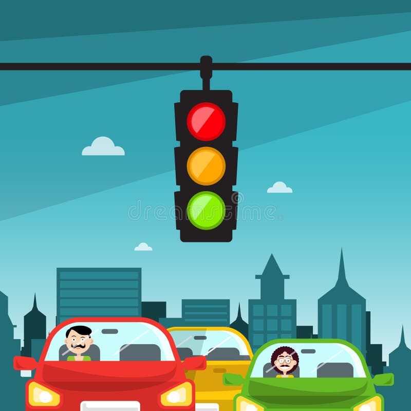 Traffic Lights - Semaphore in City with Cars Silhouette. Stock Vector ... Traffic Lights - Semaphore in City with Cars Silhouette. Stock Vector ...