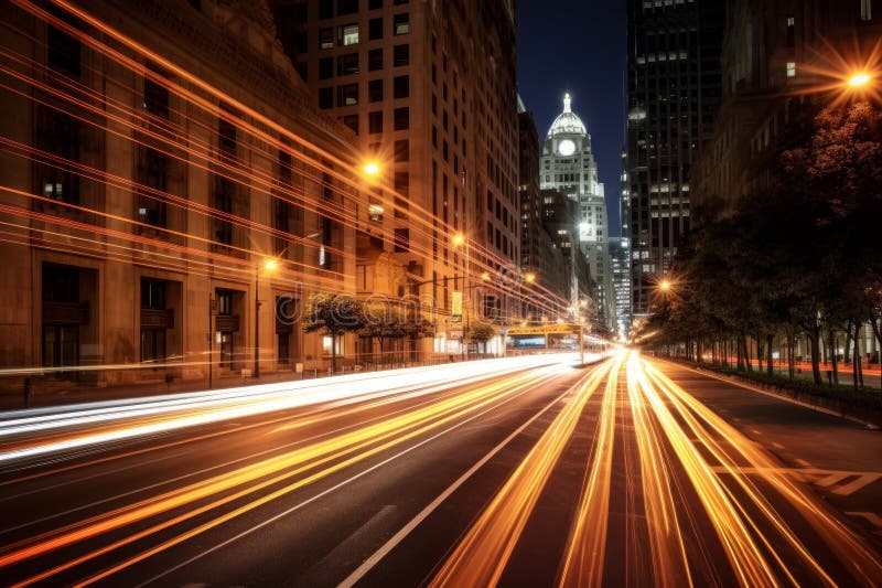 Traffic Lights and City Lighting with Long Exposure Stock Illustration ...
