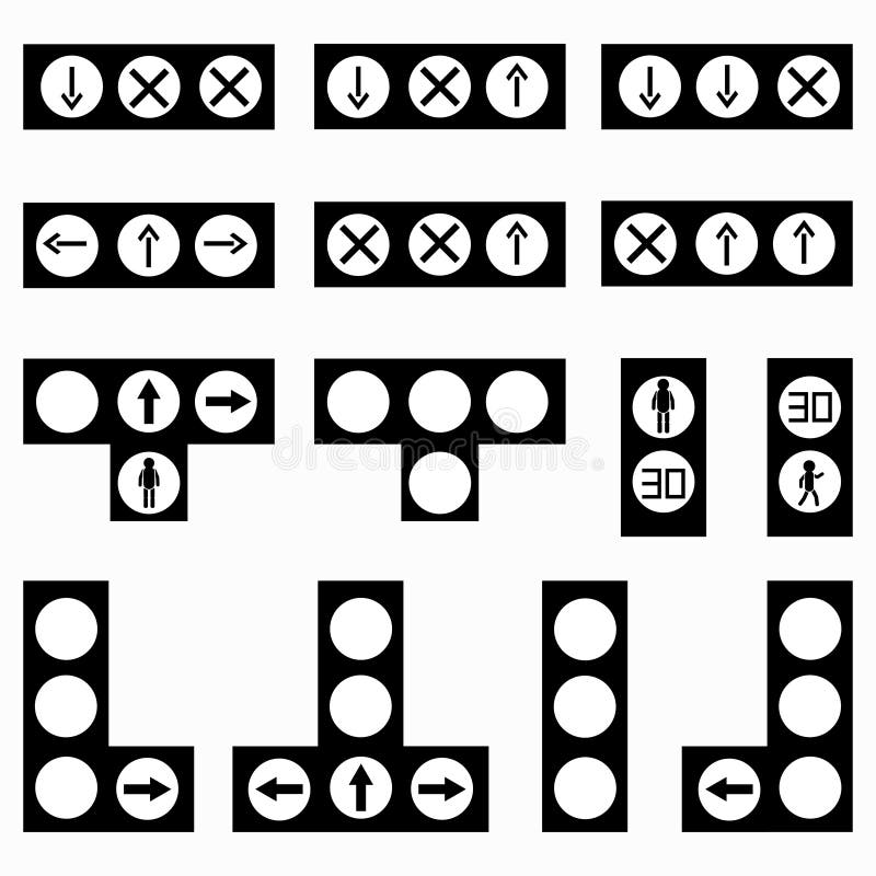 Traffic Lights Collection of Abstract Symbols Stock Vector ...