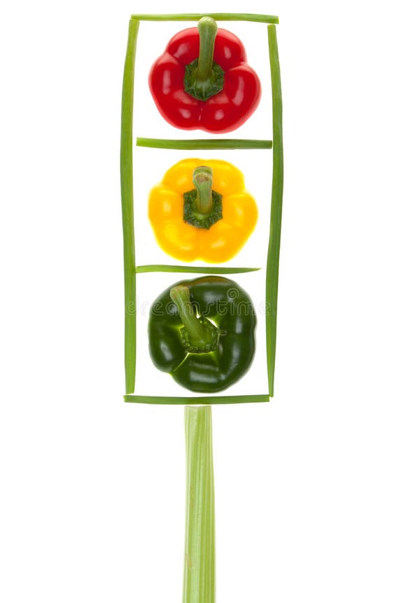 Traffic Lights with Colored Peppers Stock Image - Image of pepper ...