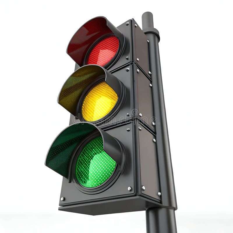 Traffic Lights 3D Icon, Road Control Symbol Isolated on White ...