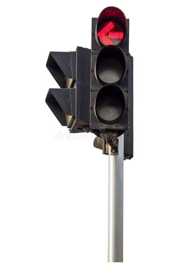 Traffic Lights Do Not Turn Left Isolated on White Background Stock ...