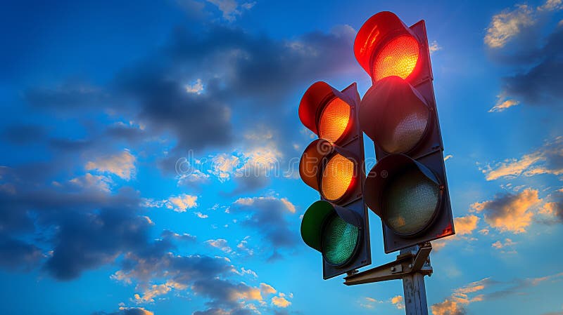 Traffic Lights at an Intersection, Traffic Control and Traffic Safety ...