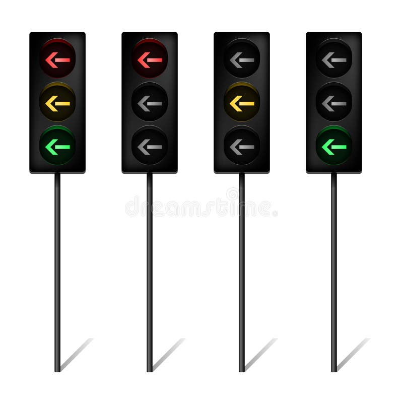 Traffic Lights with Left Turn Arrow Stock Vector - Illustration of ...