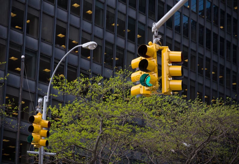 Yellow Stop Light At Night