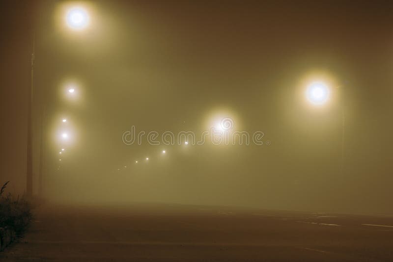 Traffic Lights in the Night Mist Stock Image - Image of transportation ...