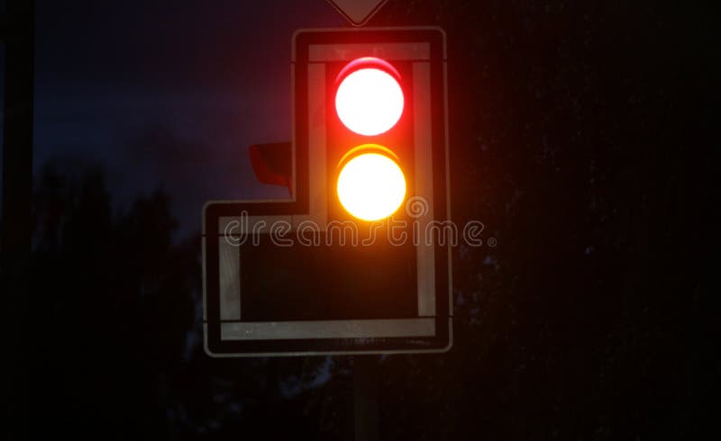 Traffic Lights at Night. Red Light Stock Image - Image of icon, warning ...