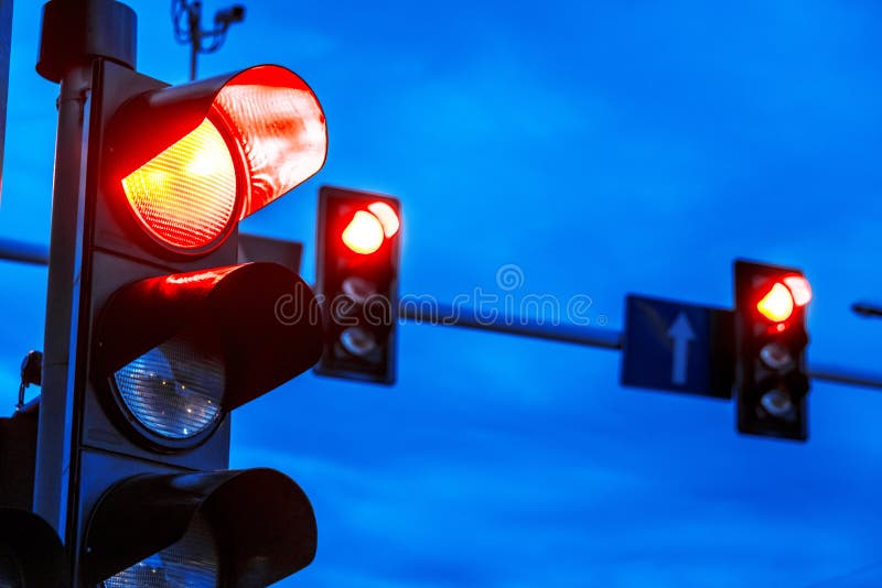 Traffic Lights Over Urban Intersection Stock Photo - Image of highway ...