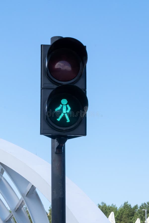 Traffic Lights Pedestrian Crossing on the Footbridge in Ustka Stock ...