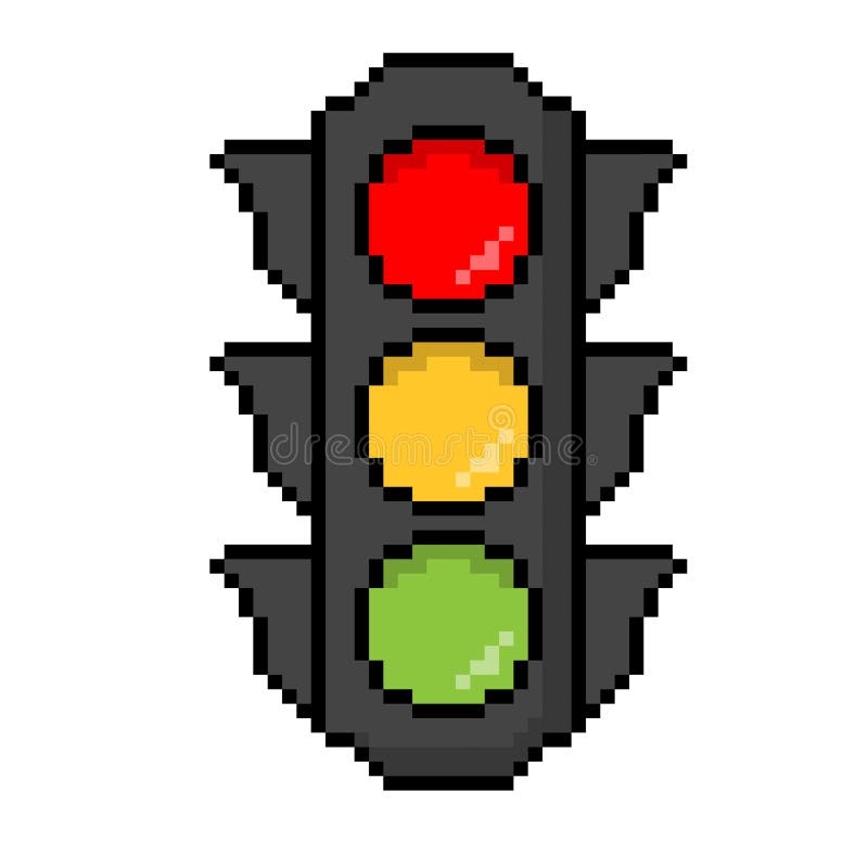 Traffic Lights Pixel Art Icon. Stock Illustration - Illustration of ...
