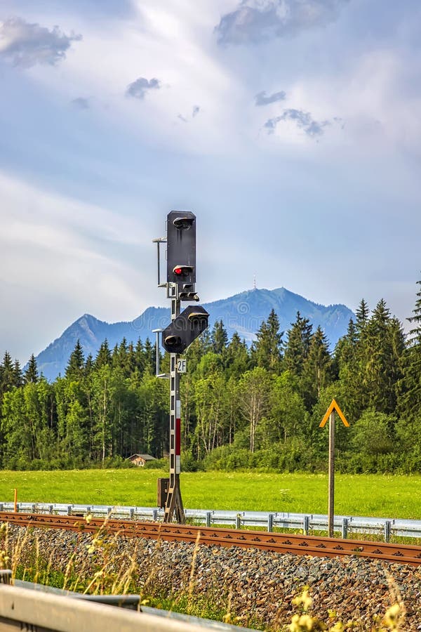 Traffic Lights on the Railroad. Stock Photo - Image of security ...