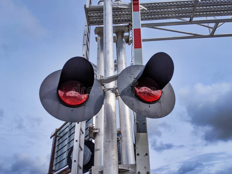 Traffic Lights at a Railway Crossroad in a Quiet Small Town Stock Photo ...