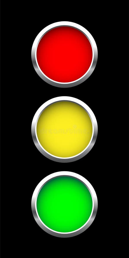 Traffic Lights with Silver Frames Isolated on Black Bacground. Vector ...