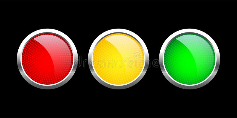 Traffic Lights with Silver Frames Isolated on Black Bacground. Vector ...