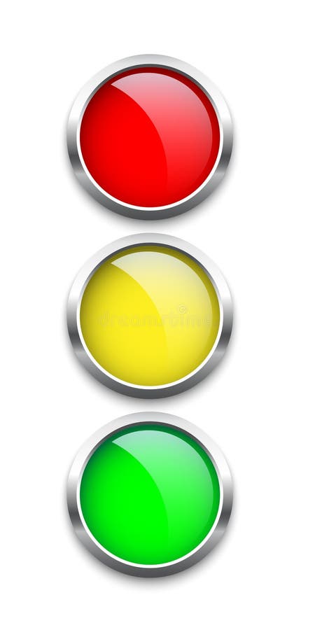 Traffic Lights with Silver Frames Isolated on White Bacground. Vector ...