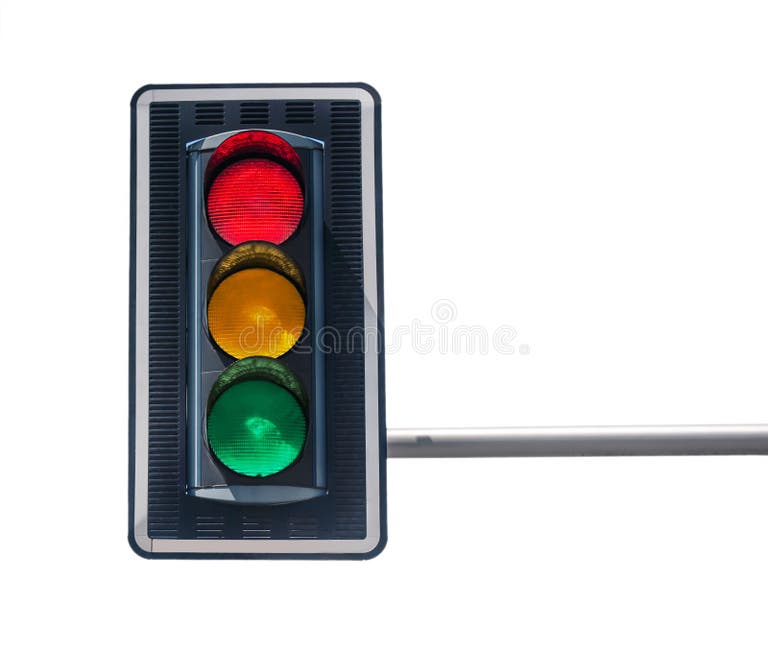 Traffic Lights with Three Signals on White Background Stock Image ...
