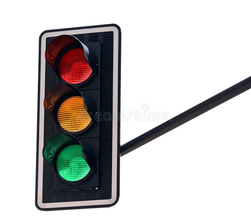 Traffic Lights with Three Signals on White Background Stock Photo ...