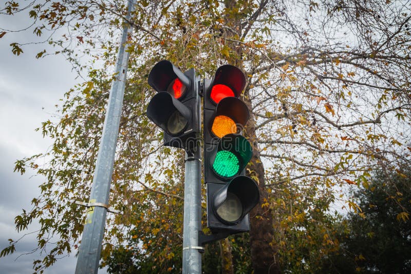 Traffic lights stock photo. Image of glowing, bokeh - 241004608