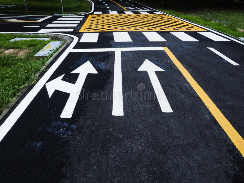Traffic Line and Sign on Asphalt Stock Photo - Image of stone, texture ...