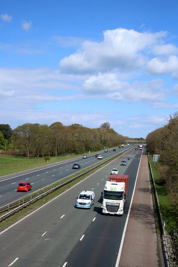 Traffic on M6 Motorway, Countryside, Lancashire Editorial Stock Image ...