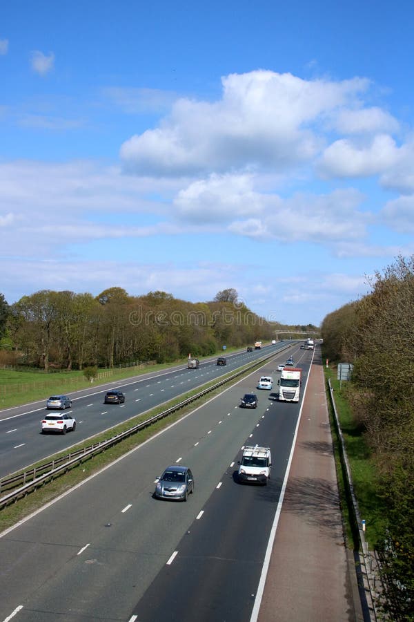 Traffic on M6 Motorway, Countryside, Lancashire Stock Image - Image of ...